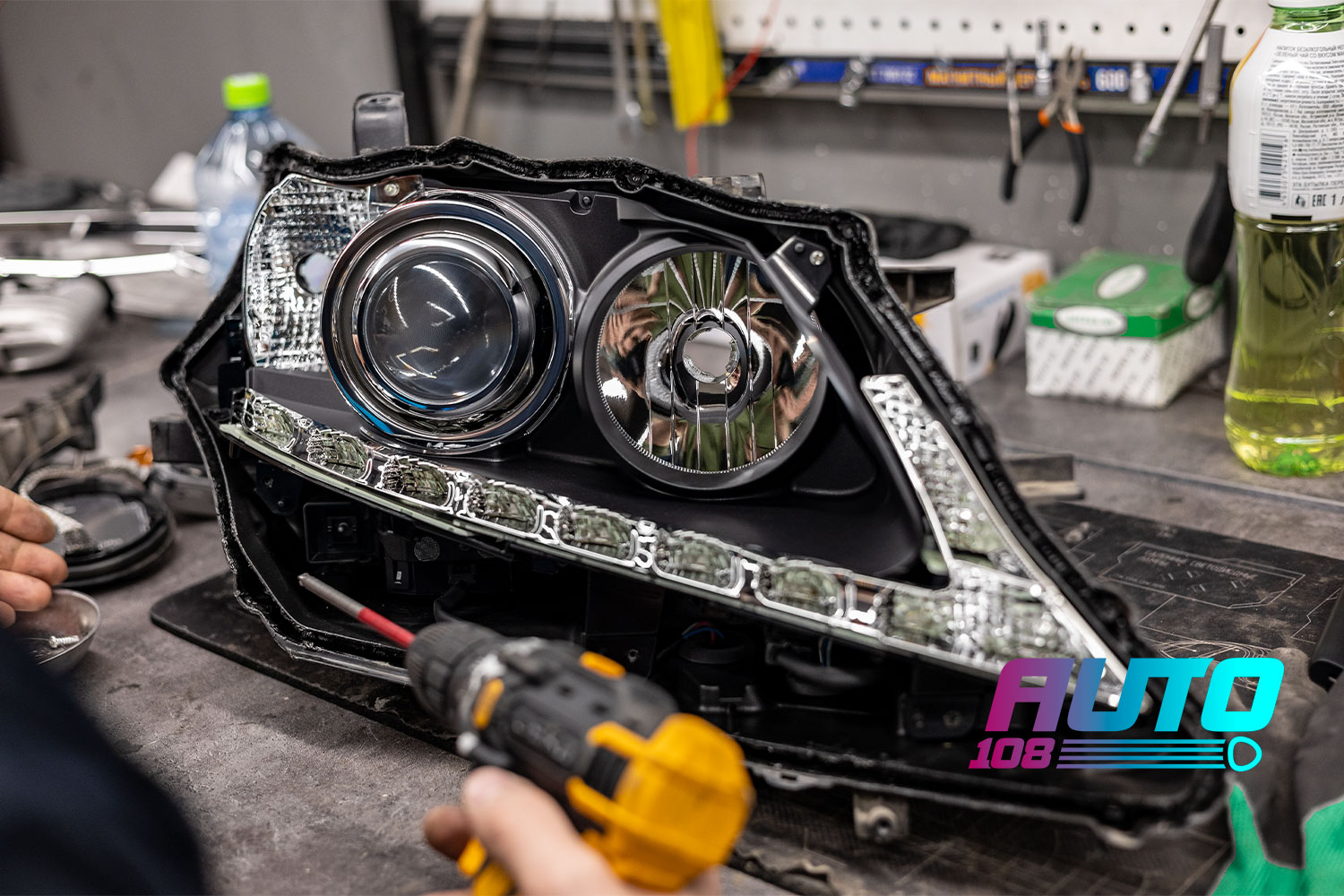 Тюнинг фар Lexus RX 3 – замена линз на Bi LED модули, улучшение света
